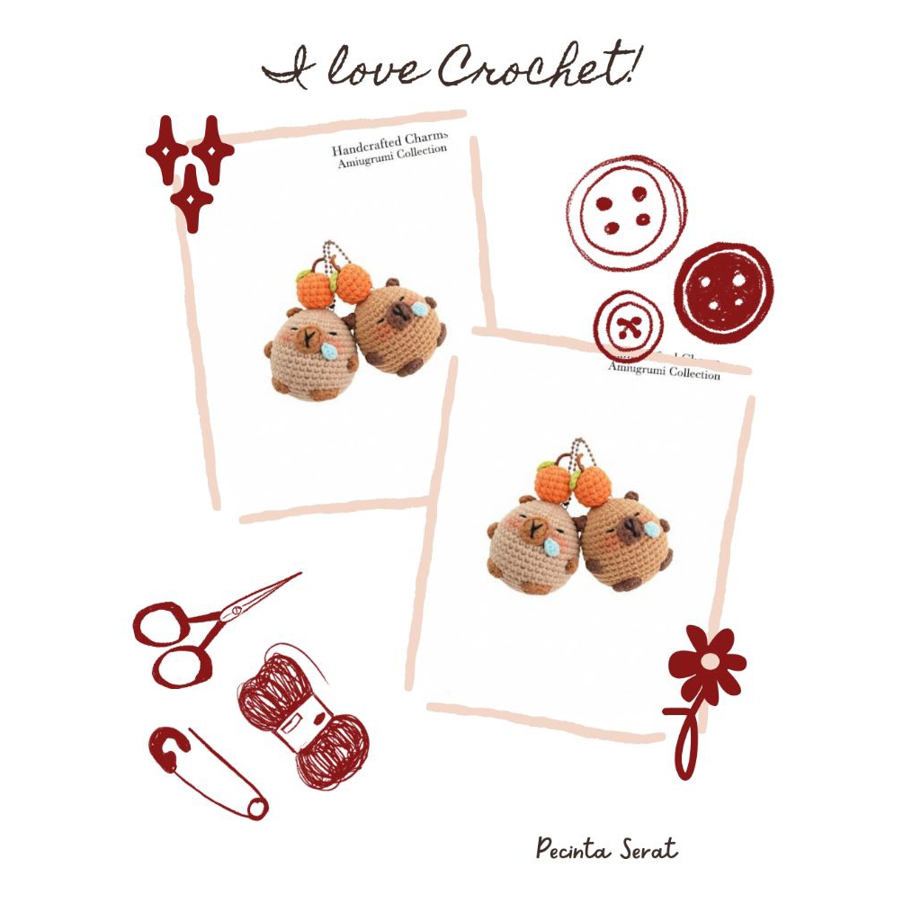 Jual Gantungan Kunci Kapibara Rajut Handmade (Crochet Capybara Keychain ...