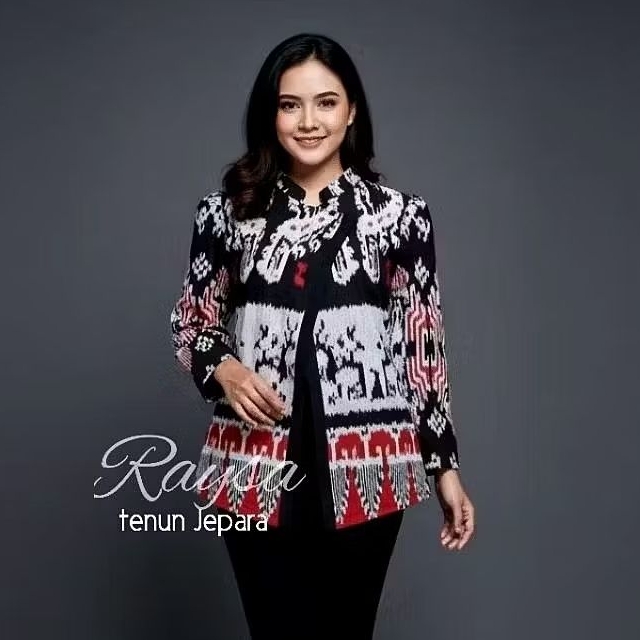 Jual blazer tenun wanita blazer tenun Jepara atasan tenun outer tenun ...