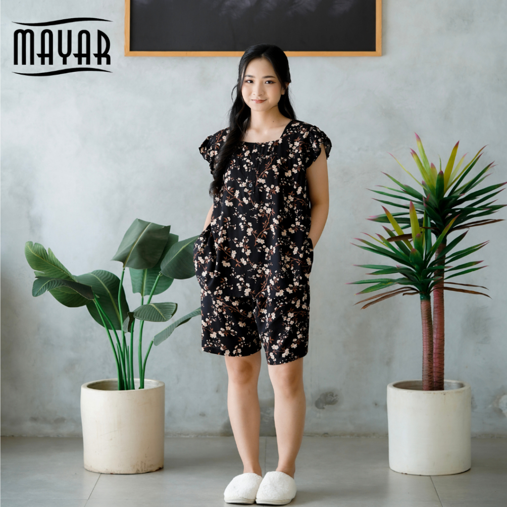 Jual MAYAR Piyama Set Busui Friendly Lengan Pendek Rayon Motif Premium ...