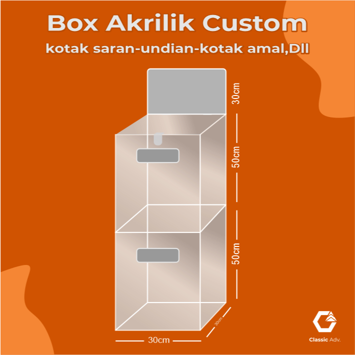 Jual CUSTOM BOX AKRILIK KOTAK UNDIAN BENING UKURAN 130X30X30 CM ...