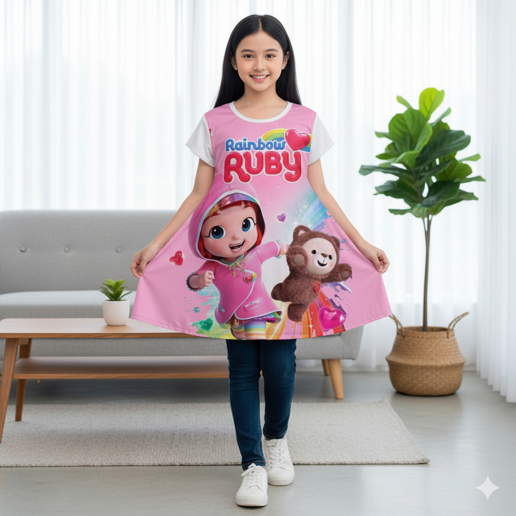 Jual Dress Anak Perempuan Rainbow Ruby v4 Tunik Anak Wanita Film ...