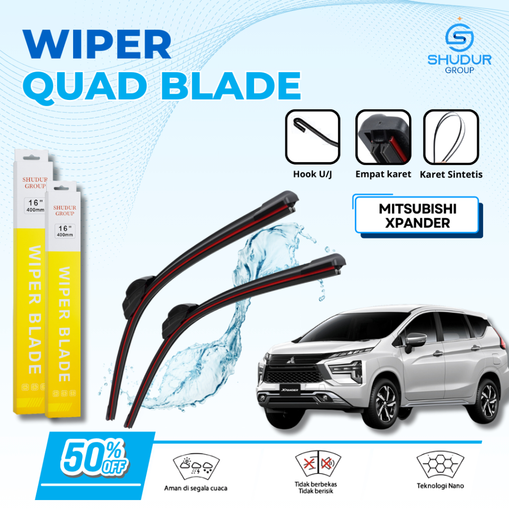 Jual Wiper Mobil Quad Blade Mistsubishi Xpander Frameless 1 Set Kiri ...