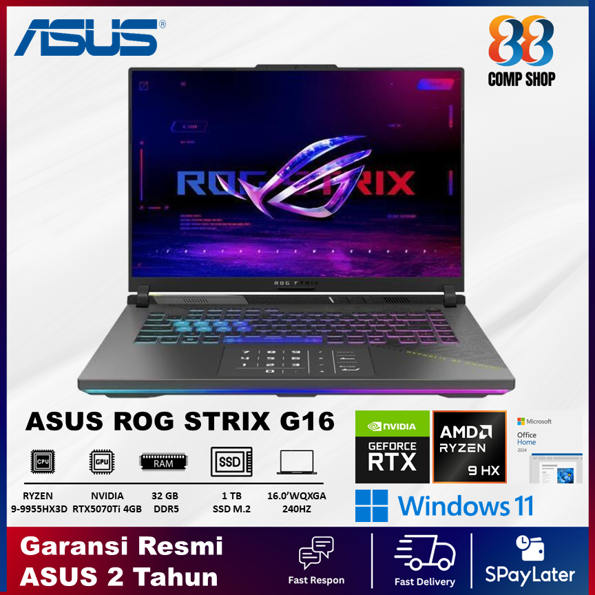 Jual ASUS ROG STRIX G16 G614FR RYZEN 9 9955HX3D RTX5070TI 12GB/ 32GB ...