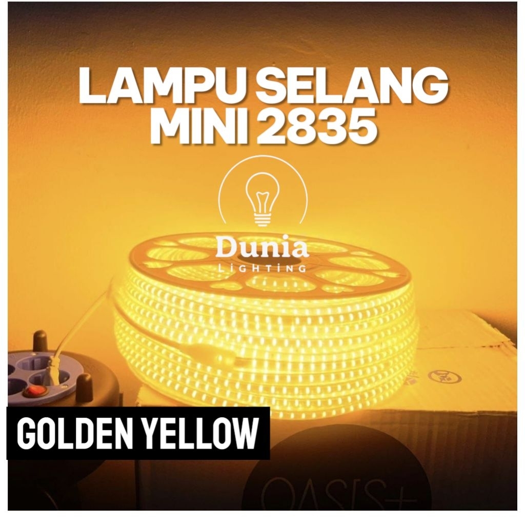 Jual Lampu LED Strip Selang Mini GOLDEN YELLOW 100m slim 220v SMD 2835 ...