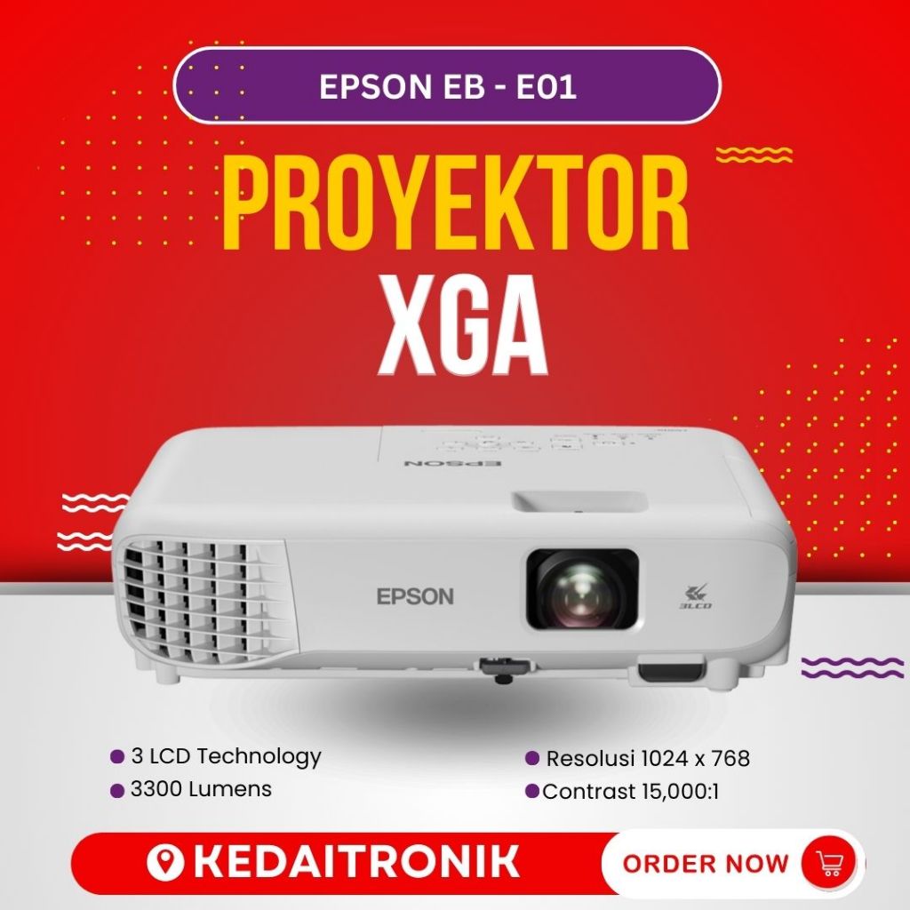 Jual Proyektor EPSON EB-E01 EBE01 XGA 3LCD 3300 Lumens Projector EB E01 ...