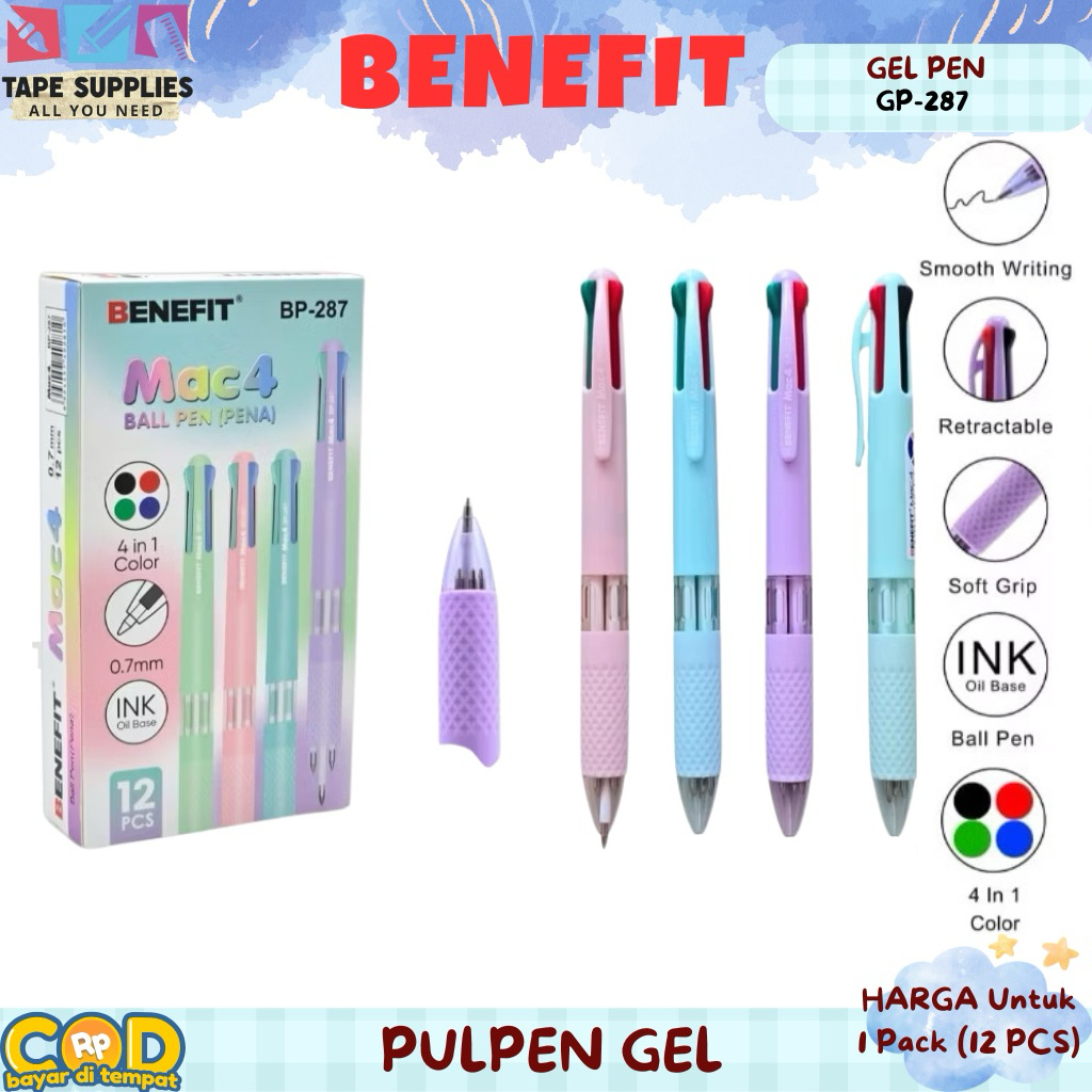 Jual Pulpen Benefit Mac4 BP-287 4 in 1 Ballpoint Warna Pastel – 1 Pack ...