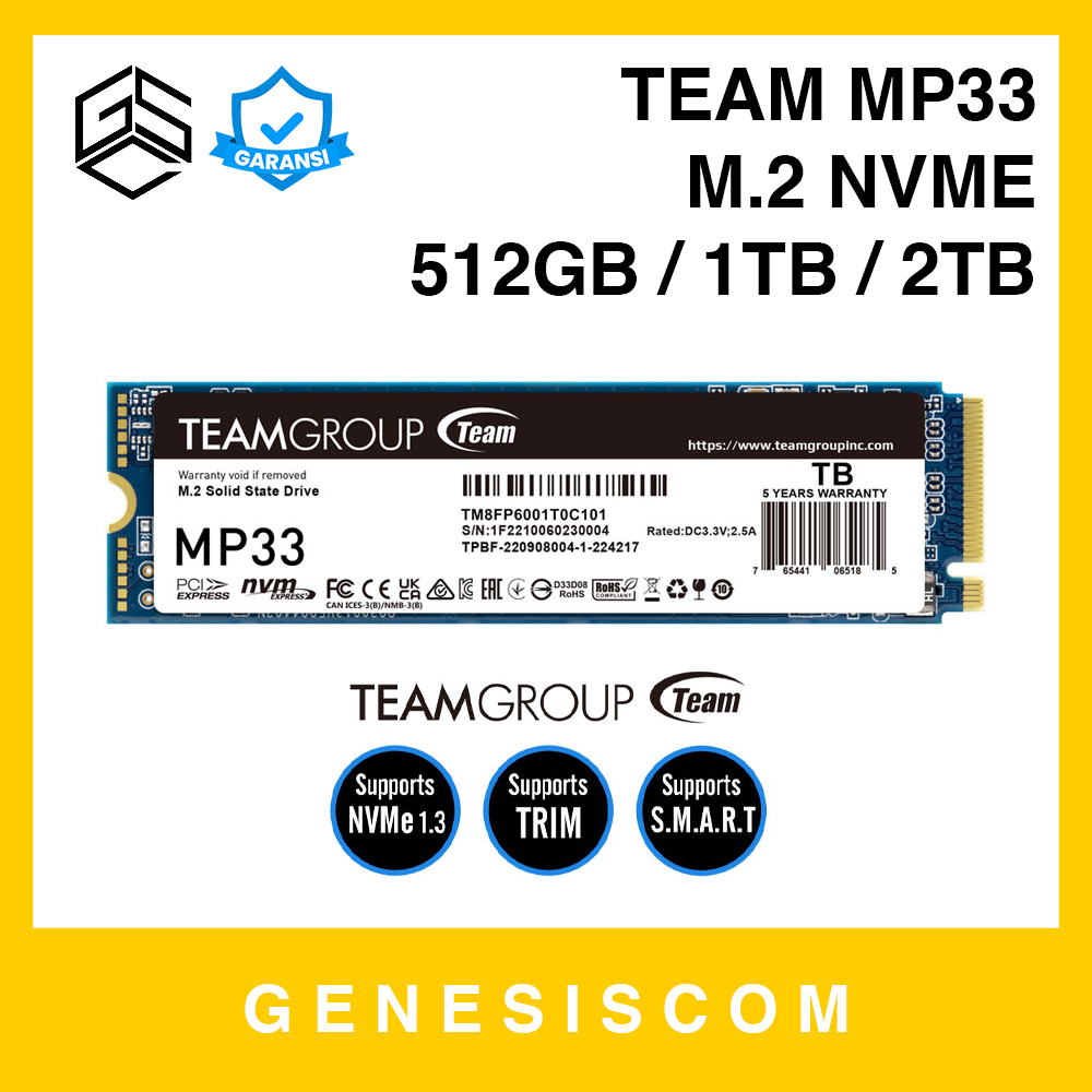 Jual SSD TEAM MP33 - 512GB / 1TB / 2TB - M.2 NVME PCIe Gen3 x4 M2 2280 ...