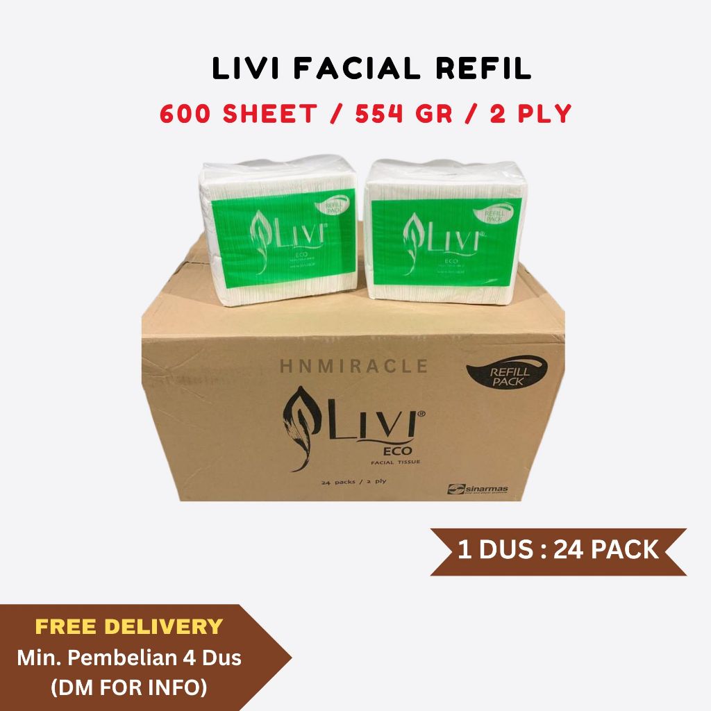 Jual [1 DUS] PROMO TISSUE MURAH Tissue Livi Facial Eco Reffil Pack 554 ...