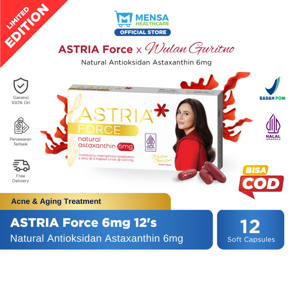 Jual ASTRIA Force Suplemen Antioksidan Natural Astaxanthin 6mg 1 Pack x ...