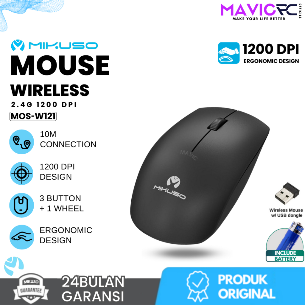 Jual MIKUSO MOS-W121 Mouse Wireless 2.4 G Optical Mouse 1200DPI untuk ...
