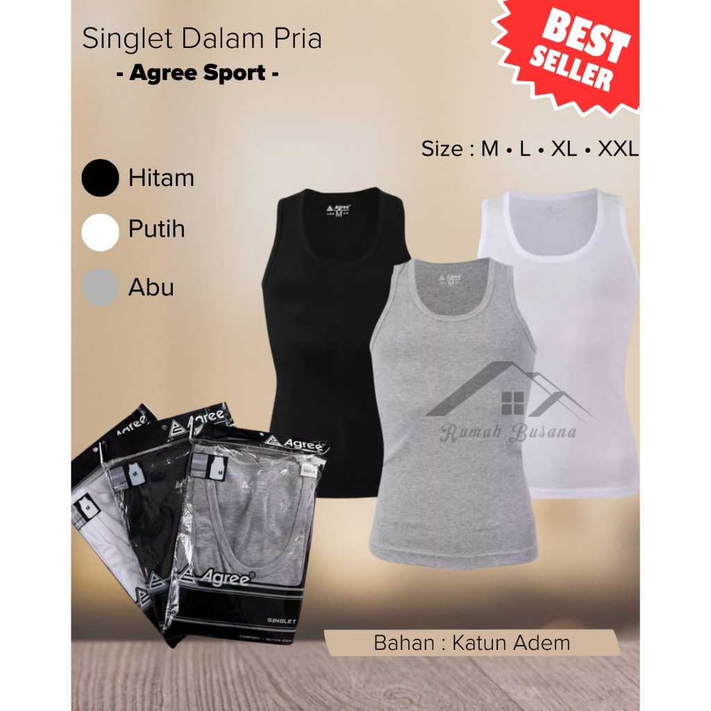 Jual (M L XL) SINGLET DALAMAN PRIA DEWASA MEREK AGREE SG 004 BAHAN ...
