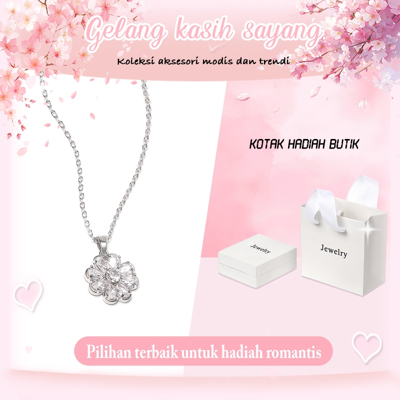 Jual Kalung Wanita Liontin Bunga Kristal Lapis Perak Anti Karat ...