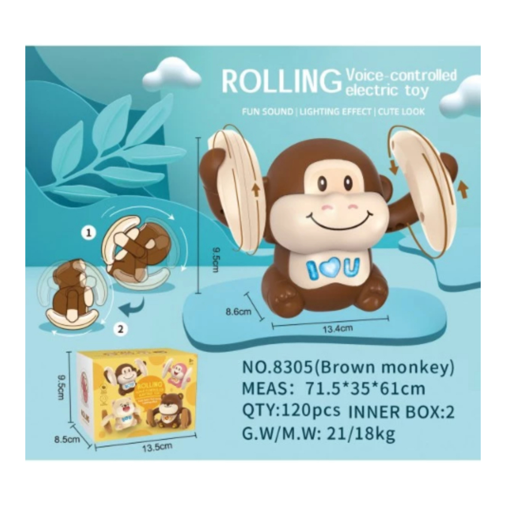 Jual Mainan Anak Rolling Animal Tumbling Jungkir Balik Monyet 360 ...