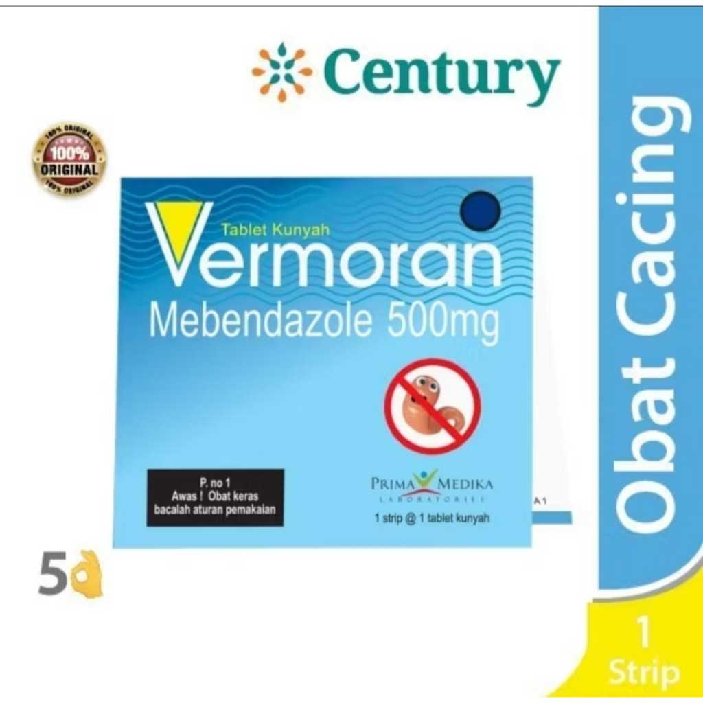 Jual Vermoran Mebendazole 500mg / Obat Cacing / Infeksi Cacing / Cacing ...