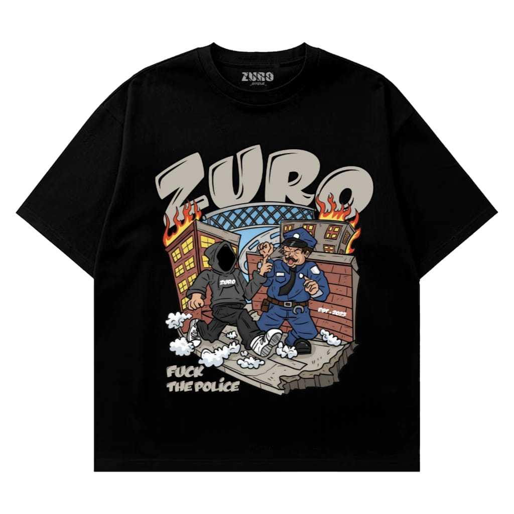 Jual Zuro Tshirt Zuro Fuck The Police Vintage lengan pendek HITAM Kaos ...