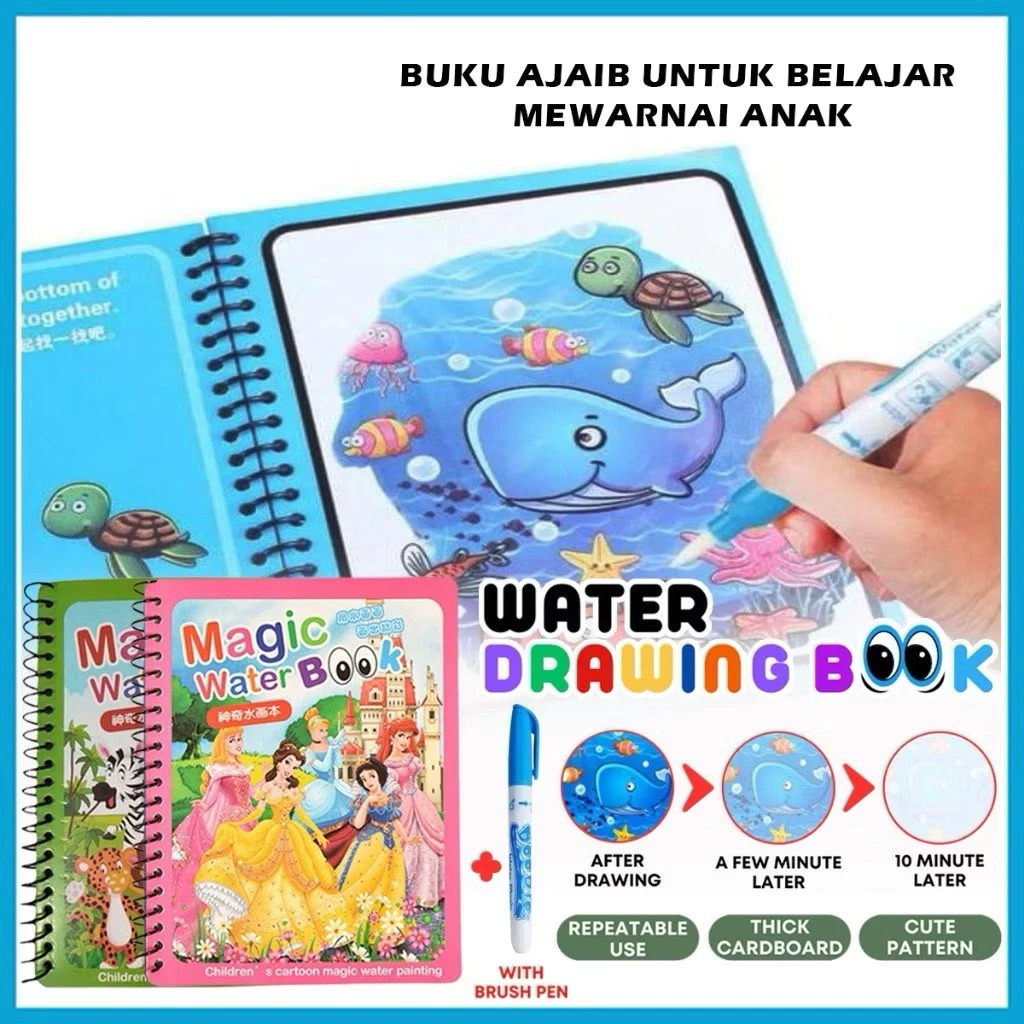 Jual Buku mewarnai Magic Water Book Edukasi Anak Mewarnai | Shopee ...