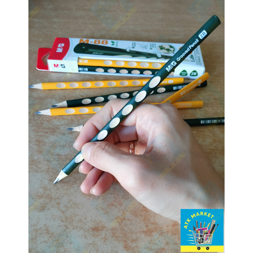 Jual Pensil Kayu 2B Grooved M-88 / Pensil anak anak / Pensil Belajar ...