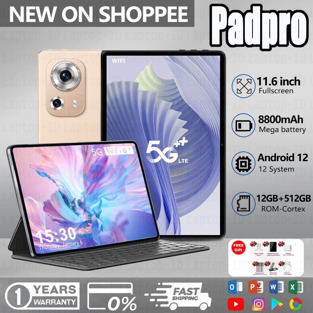 Jual [Bisa COD]Tablet PC Baru PadPro 12GB+512GB 11.6 Inch Tablet ...