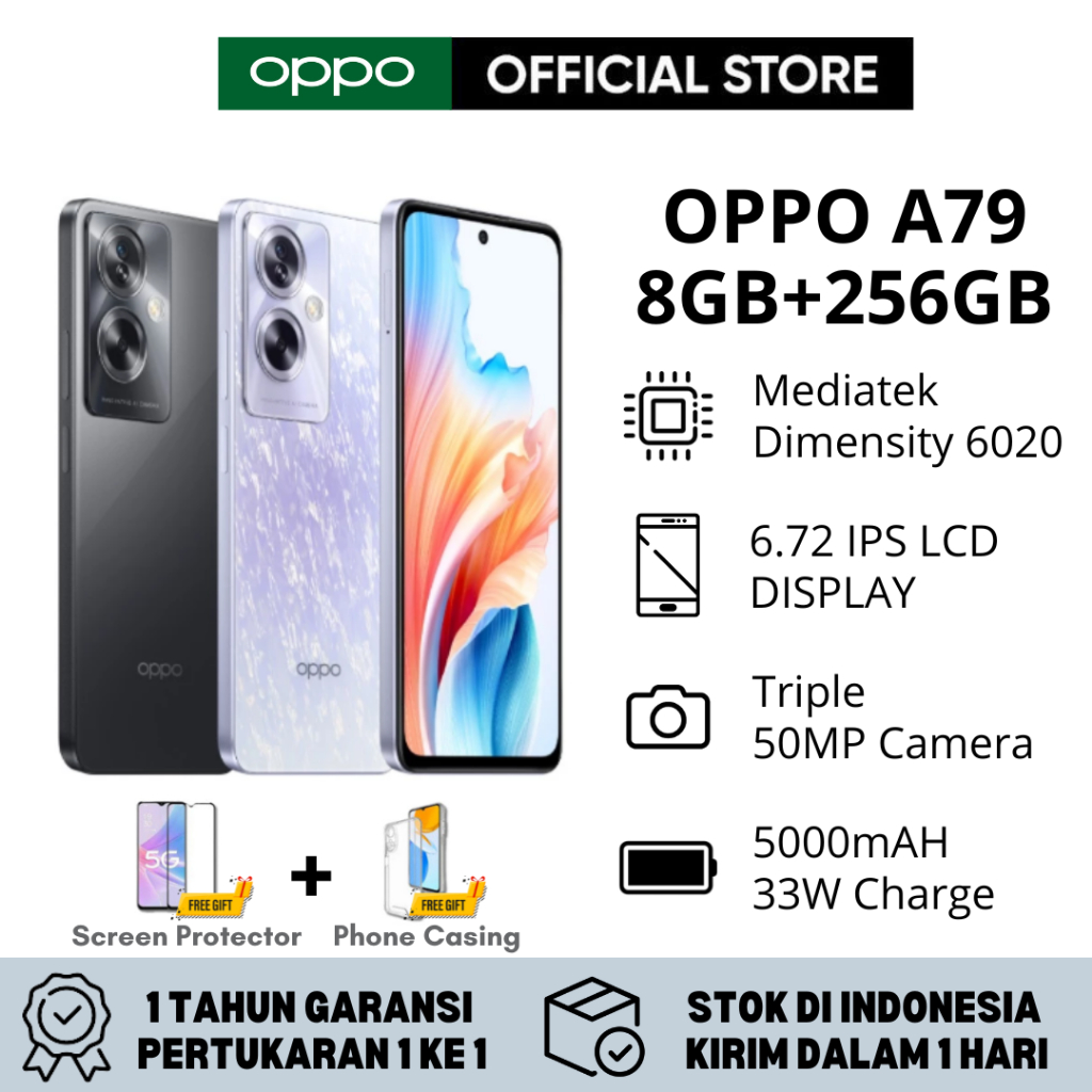 Jual OPPO A79 5G 8GB/256GB [Dual Stereo Speakers, 33W SUPERVOOC, 5000mAh Large Battery, 50MP AI ...