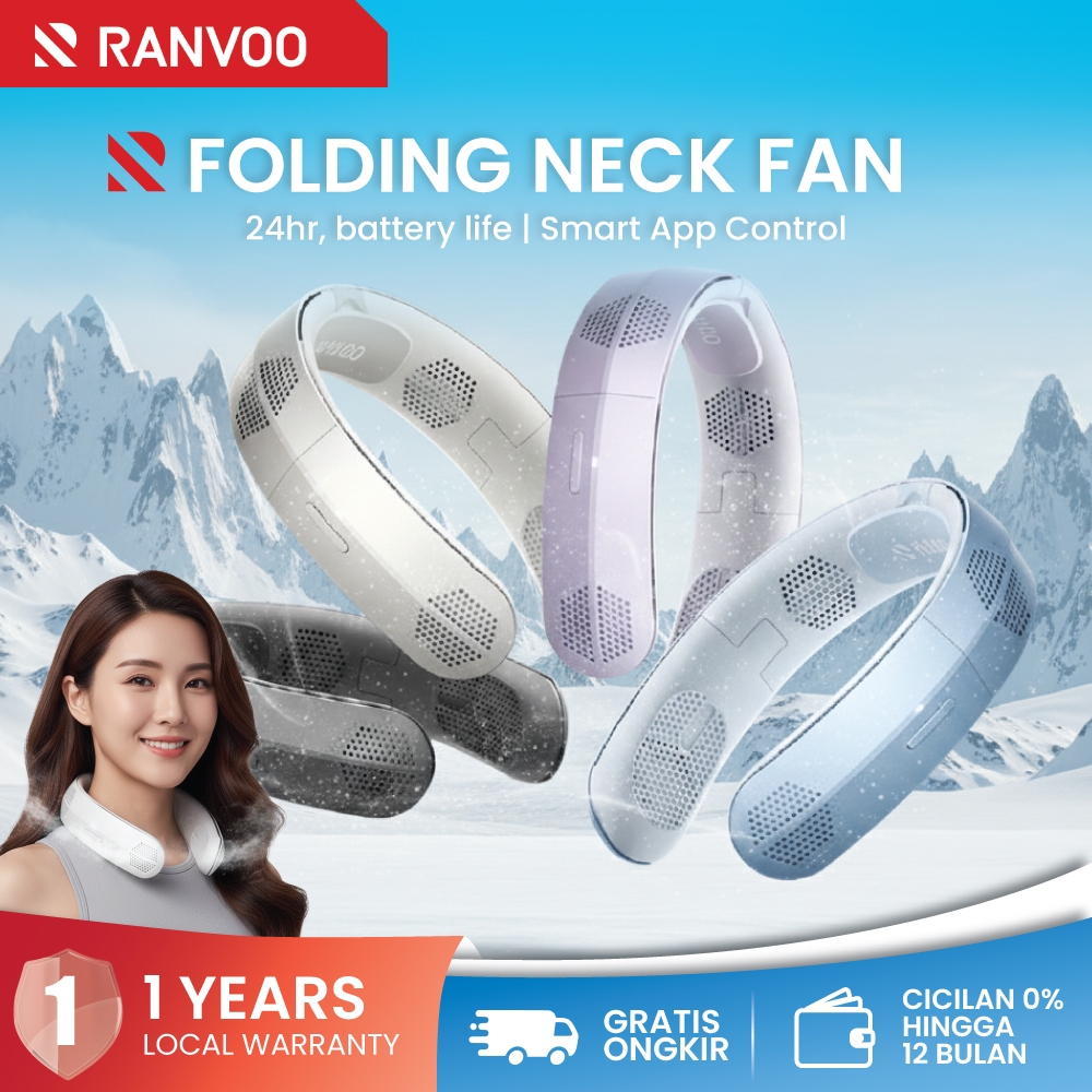Jual RANVOO Folding Neck Fan Kipas Leher Baterai 24 Jam Smart Control ...
