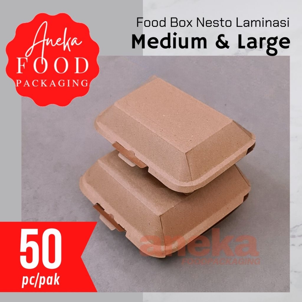 Jual 50pc- Paper Food box Medium & Large lunch tray kertas kraft ...