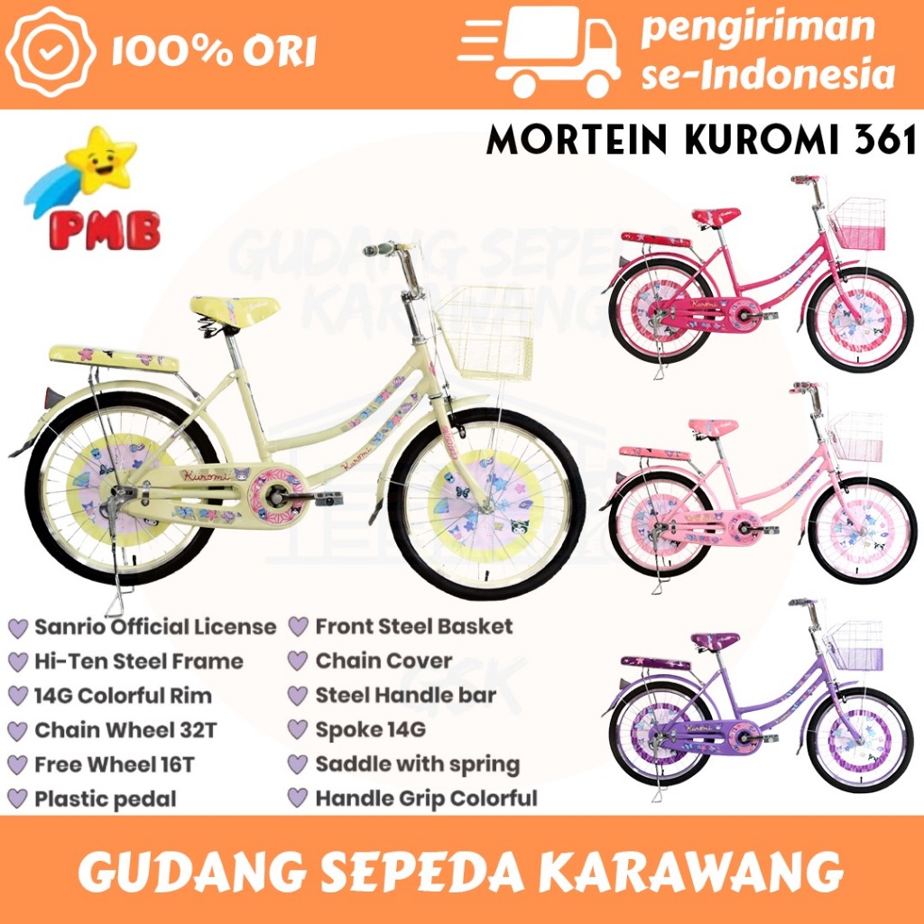 Jual Sepeda Anak Perempuan 20 Inch MORTEIN MINI MN 361 - KUROMI Dengan ...