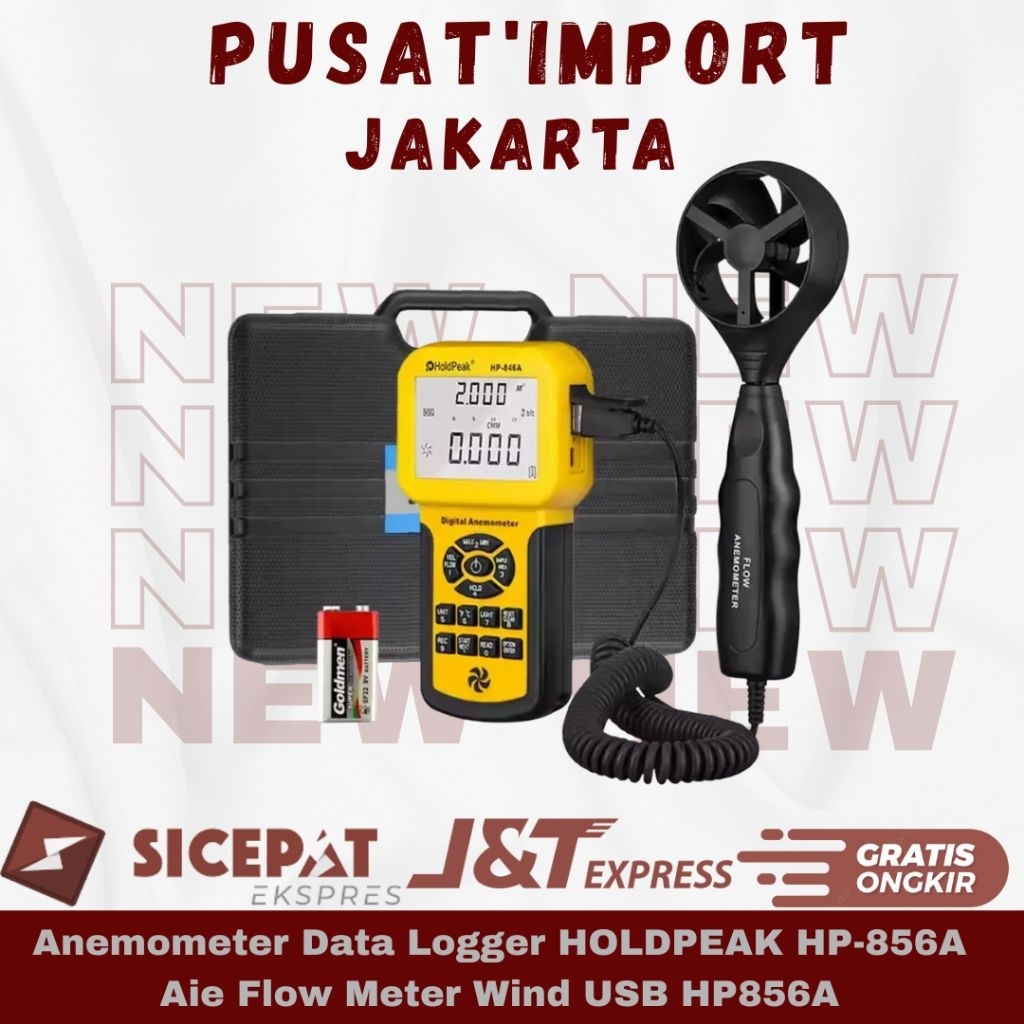 Jual Anemometer Data Logger HOLDPEAK HP-856A Aie Flow Meter Wind USB ...