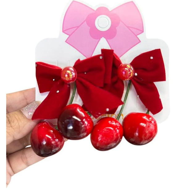 Jual 1Pasang Jepit Rambut Anak Perempuan Bentuk Cherry dengan Pita ...