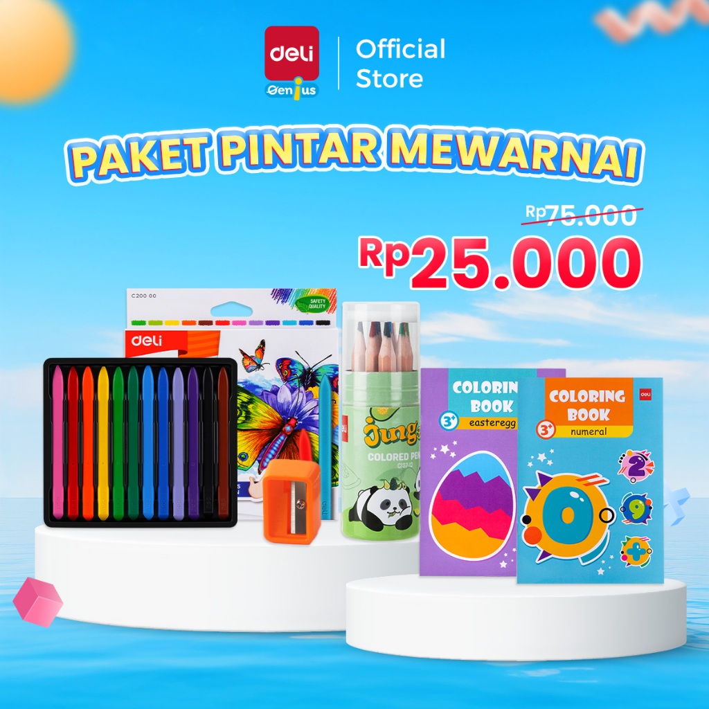 Jual Deli Genius Paket Pintar Mewarnai / Coloring Set isi Krayon ...