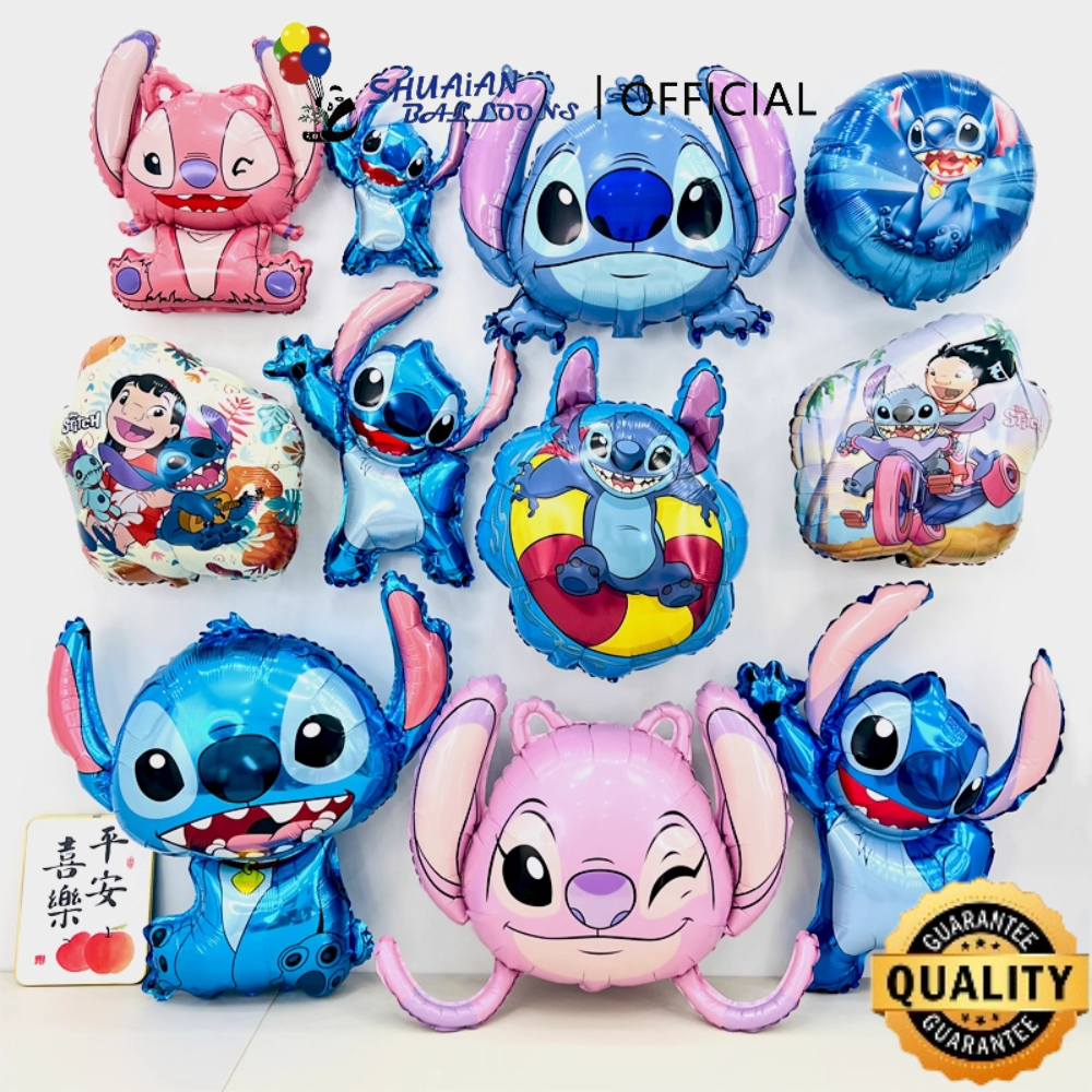 Jual SHUAIAN Balon Foil Karakter Kartun Stitch Jumbo Angel Lilo Bulat ...
