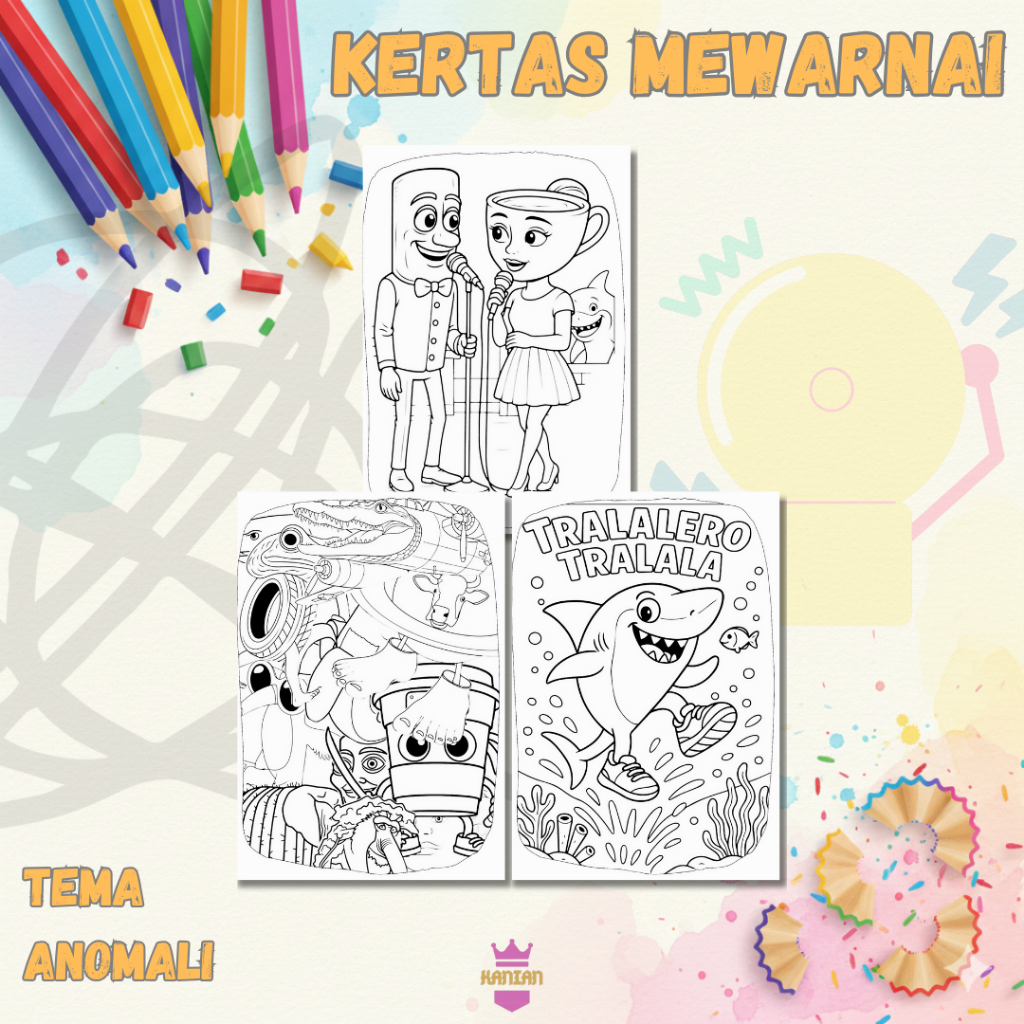 Jual 10 Lembar Kertas Mewarnai Anak Tema ANOMALI | Shopee Indonesia