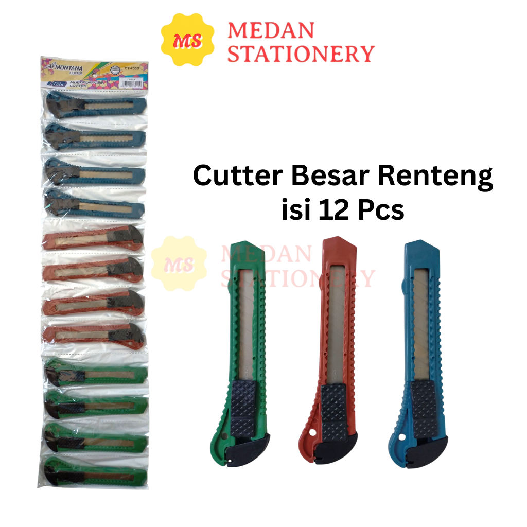 Jual Cutter Besar Montana Rentengan isi 12 Pcs Pisau Papanan | Shopee ...