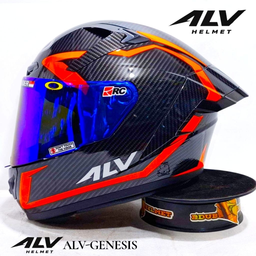 Jual Helm ALV Genesis Carbon fluo paket ganteng spoiler 3D Original ALV ...