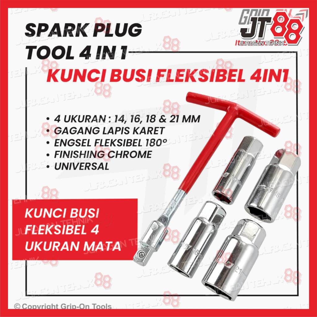 Jual Grip-On Spark Plug Tool 4in1 Flexible - Grip-On Kunci Busi ...