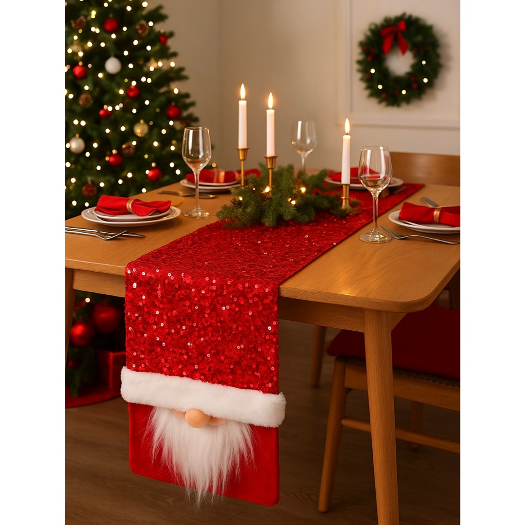 Jual Table Runner Natal Santa Peek a Boo - Taplak Meja Christmas ...