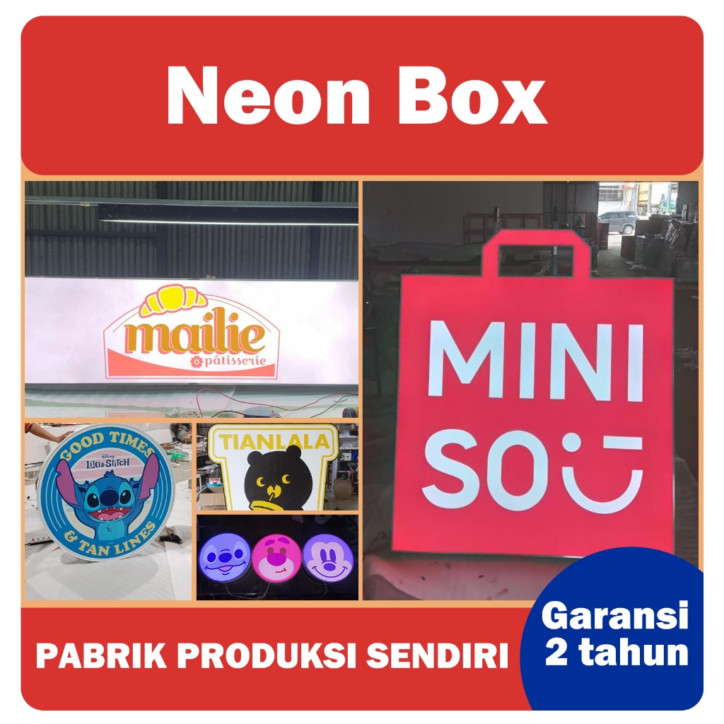 Jual Akrilik Neon Box Custom /Papan Nama Toko / Papan Reklame / Kotak ...