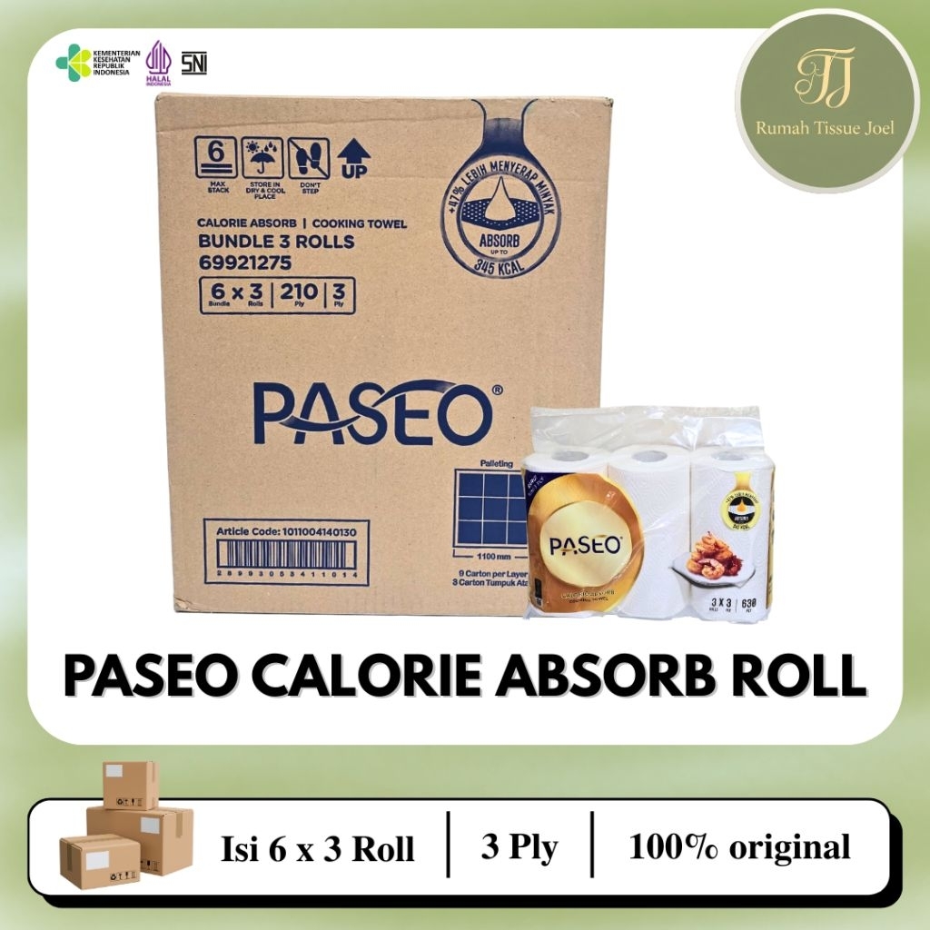 Jual Tisu Tissue Paseo Calorie Absorb Towel Roll 1 dus 18 Rolls – Tisu ...