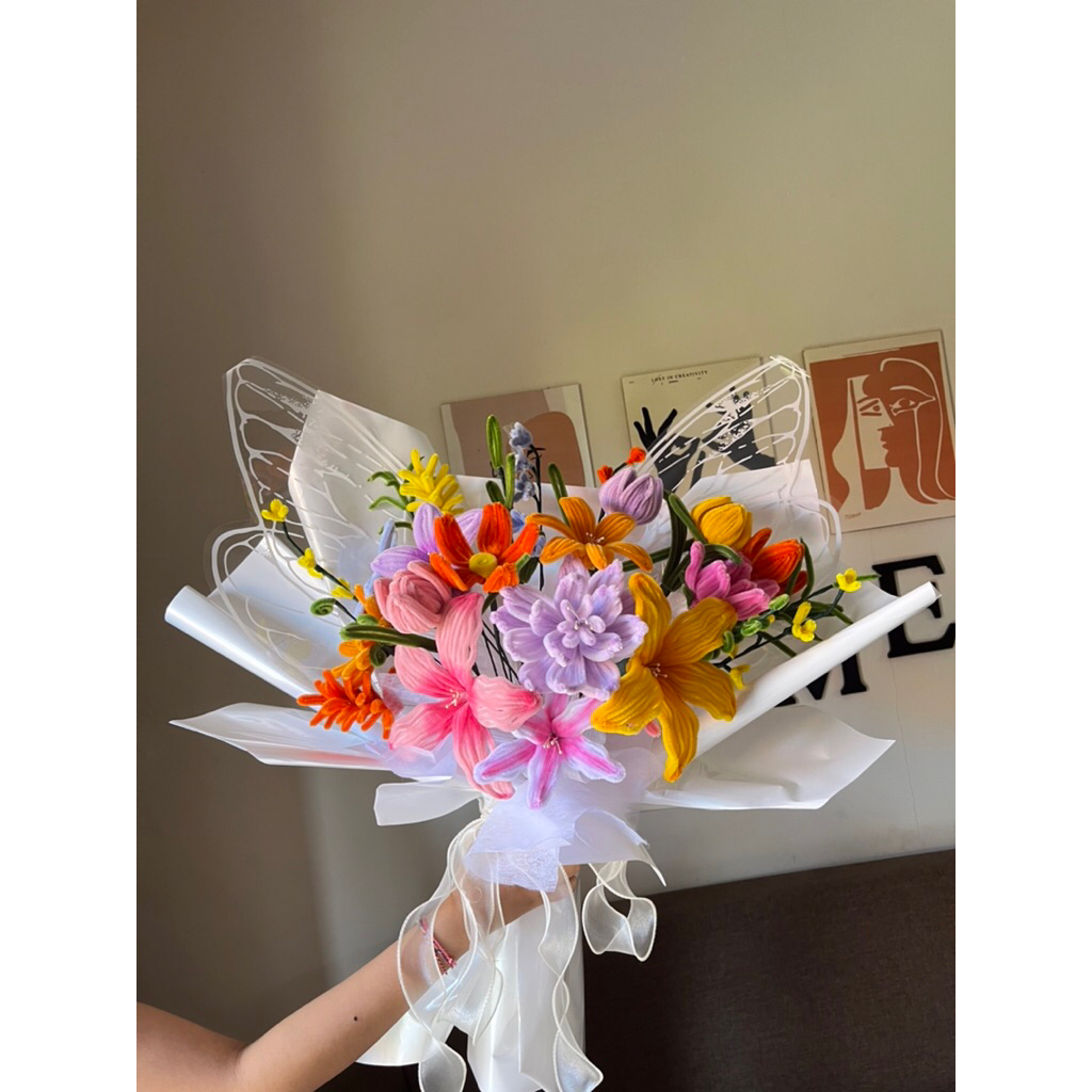 Jual Buket bunga kawat bulu/pipe cleaner/fuzzy wire ukuran besar ...