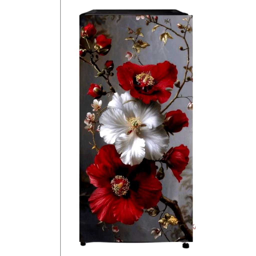 Jual Sticker kulkas 1 pintu motip bunga baru pintu ukuran 60x120 cm ...