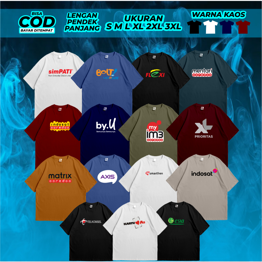 Jual Kaos Provider Telkomsel Indosat XL Axis Tri Smartfren IndiHome ...