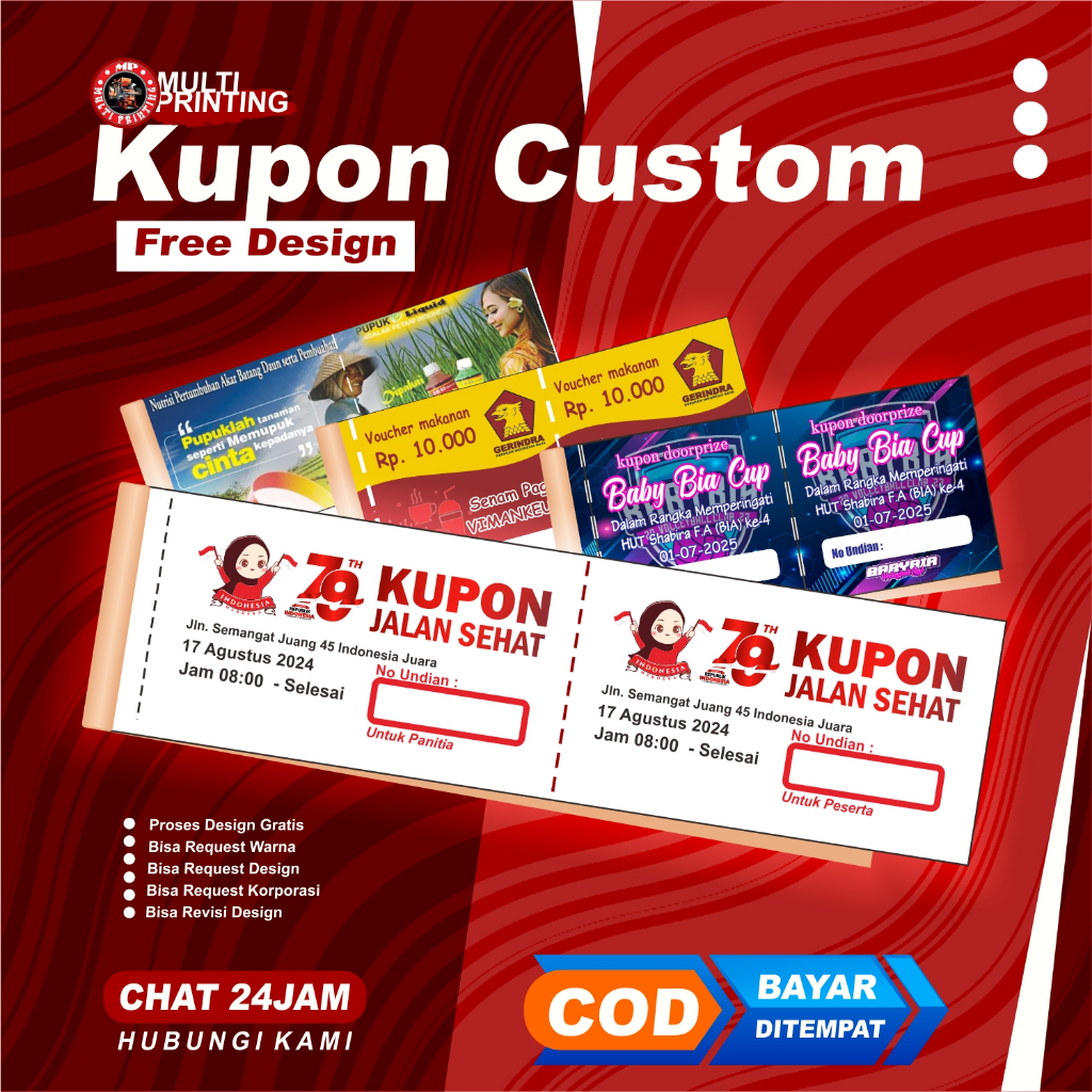 Jual [GRATIS DESAIN] Cetak Kupon Custom Full Color | Isi 50–100 Lembar ...