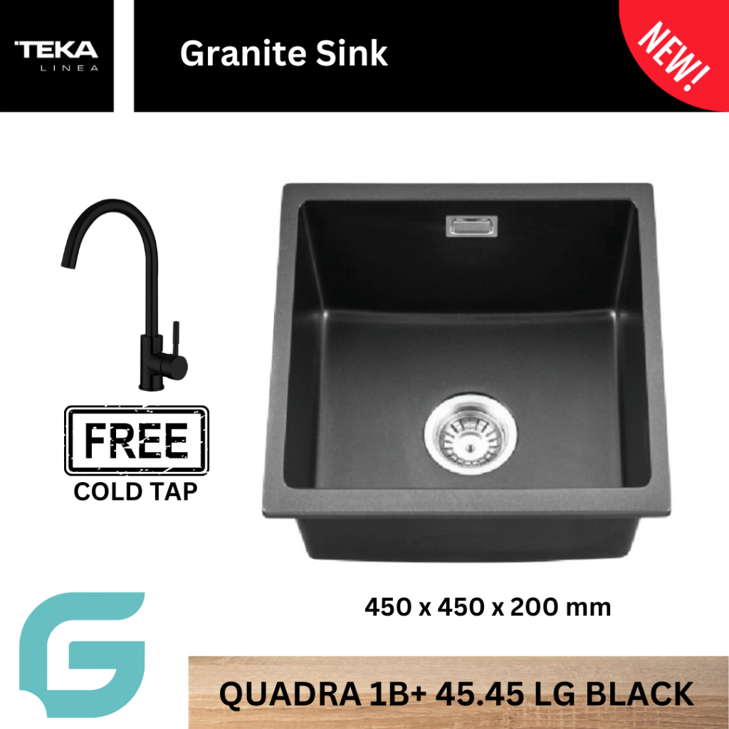 Jual TEKA Linea Undermount Granite Sink QUADRA 1B Plus 45 45 LG Black ...