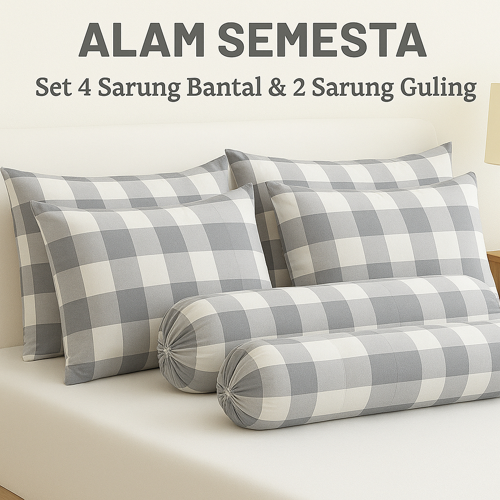 Jual Sarung Bantal & Guling Kotak 6 Pcs – 4 Bantal 2 Guling, Motif ...