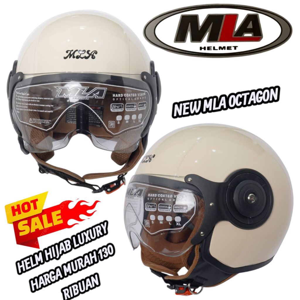 Jual Helm MLA Hijab OCTAGON - Helm Bogo RETRO PILOT Wanita Pria Bogo ...