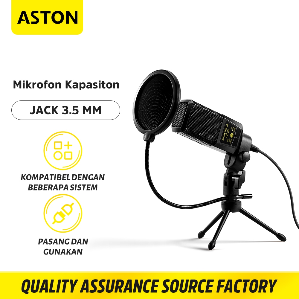 Jual ASTON Mic Microphone Condenser AT-US19 Black With Tripod Portable ...