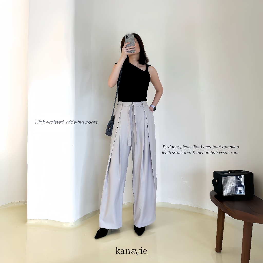 Jual [KANAVIE] Alana Long Pants Highwaist Culottes Stretch Celana ...