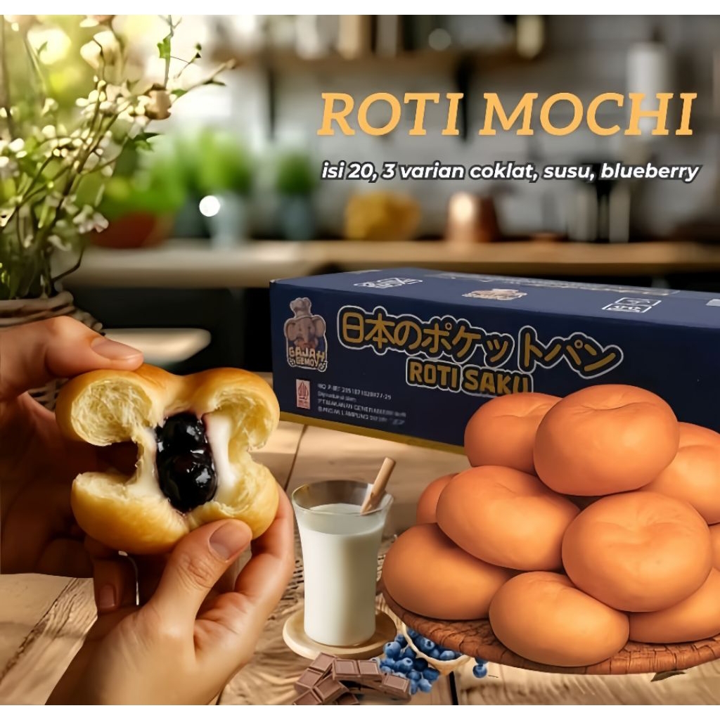Jual Roti Saku / Roti Mochi Gajah Gemoy isi 20, varian rasa coklat ...