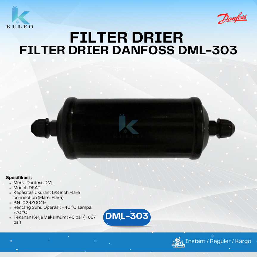 Jual Filter Drier Danfoss DML-303 Saringan Dryer AC Kulkas Chiller ...