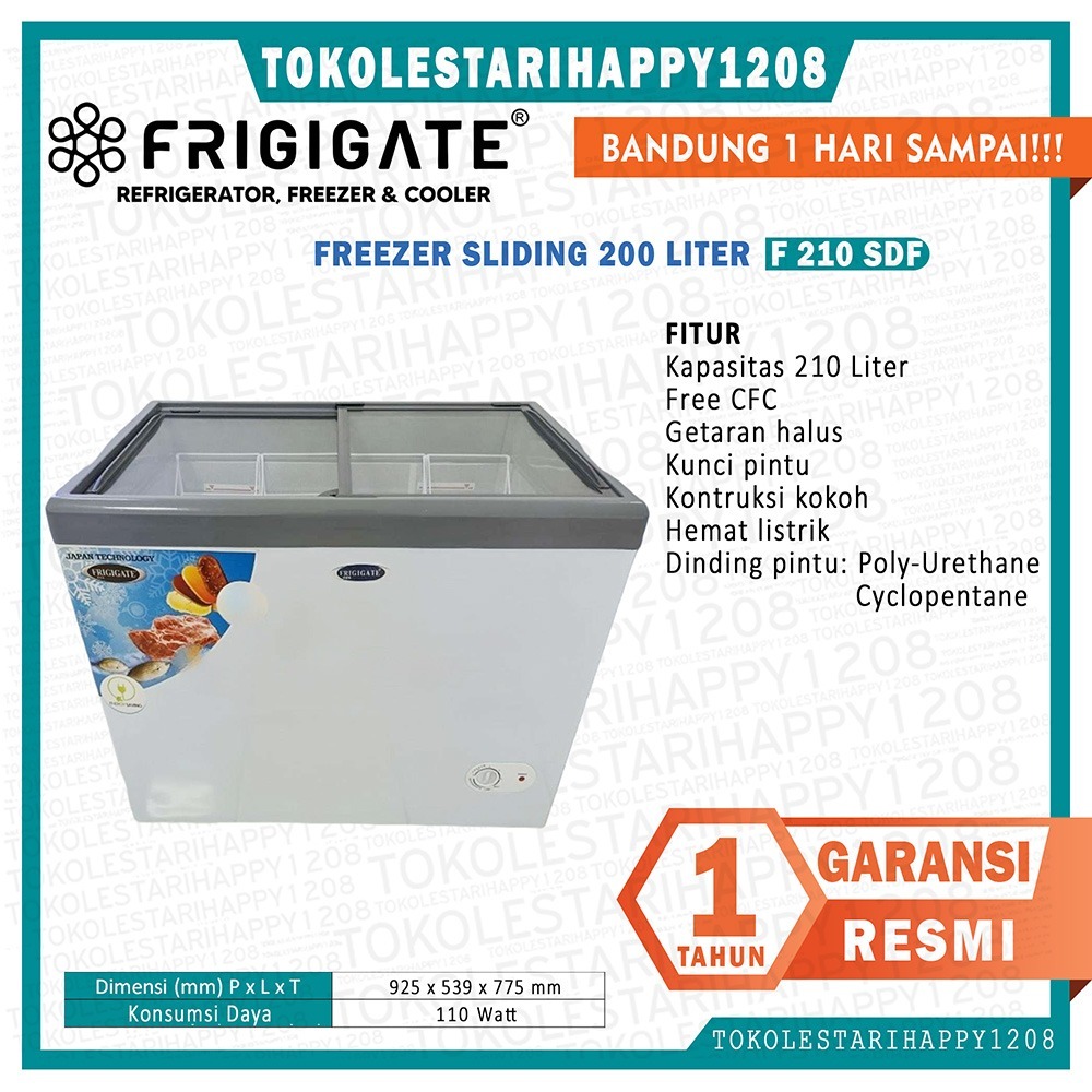 Jual Chest Freezer Sliding 210 Liter SDF LV F-210SDF LV FRIGIGATE, 120 ...