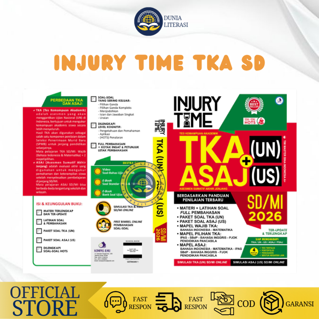 Jual Buku : Injury Time TKA SD 2025 2026 UN Plus ASAJ US SD MI ...
